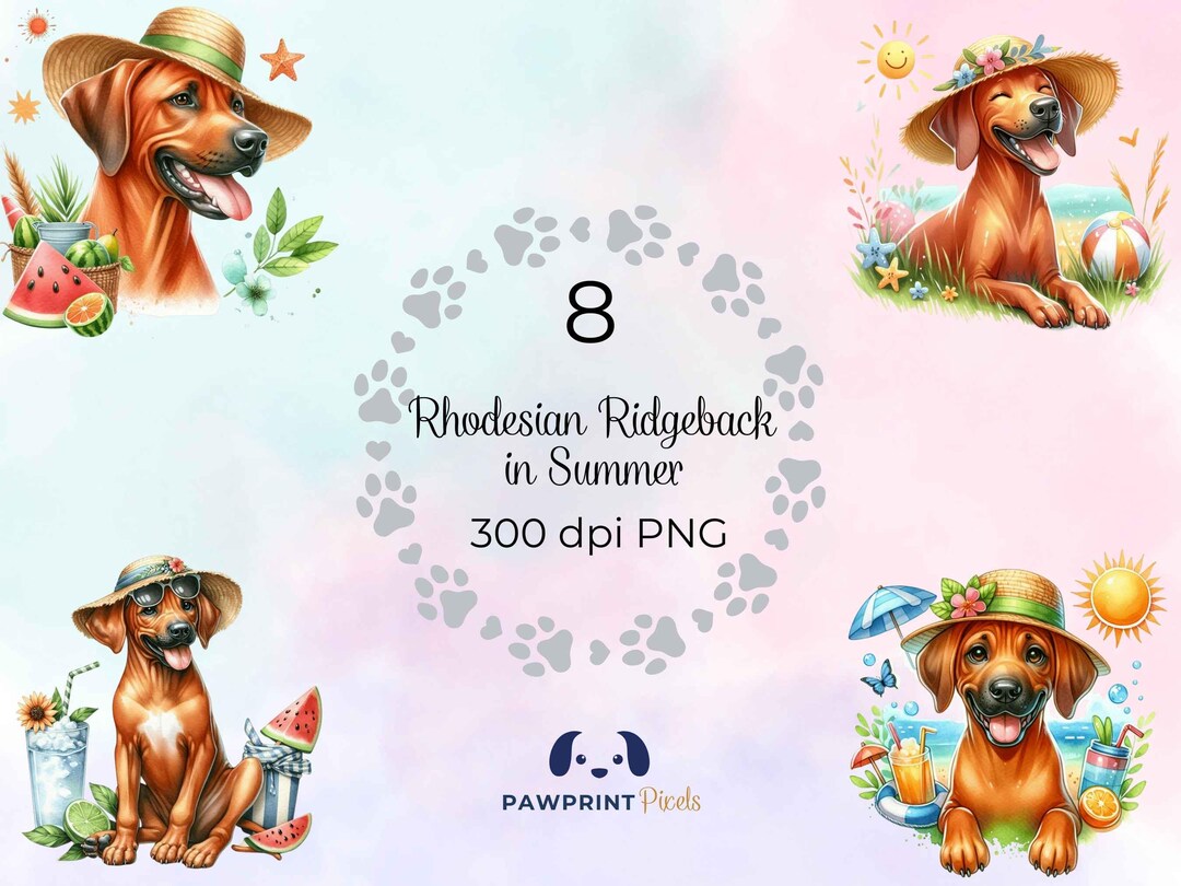 Rhodesian Ridgeback in Summer PNG File, Kawaii Dog Under the Sun ...