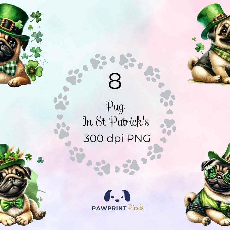 St Patricks Day Pug - Etsy