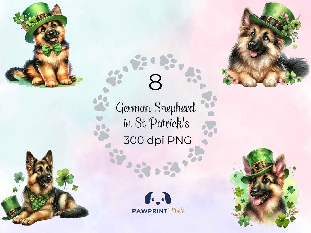 German Shepherd in St Patrick's PNG File, Memorable Dog in Green ...