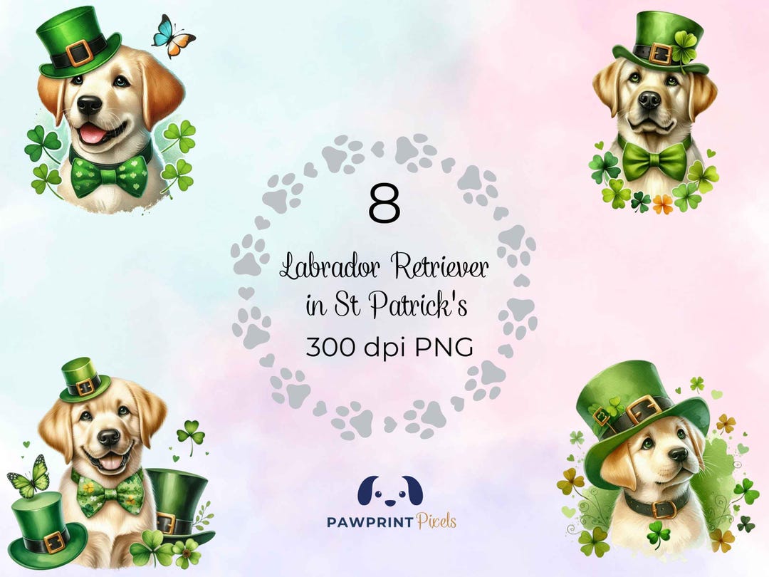 Labrador Retriever in St Patrick's PNG File, Cute Dog in Green Digital ...