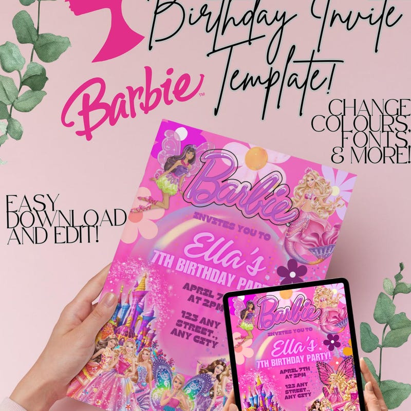 Barbie Birthday Invitations - Etsy
