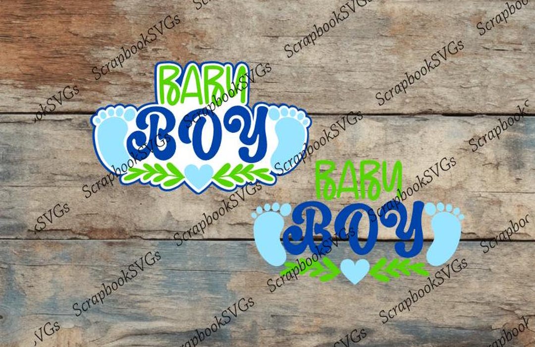 SVG Baby Boy Title Footprint Birth Announcement Paper Piecing Scrapbook ...
