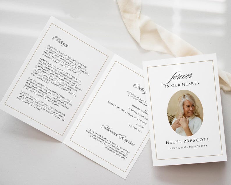 Printable Funeral Program Template: Canva Celebration of Life, Forever ...