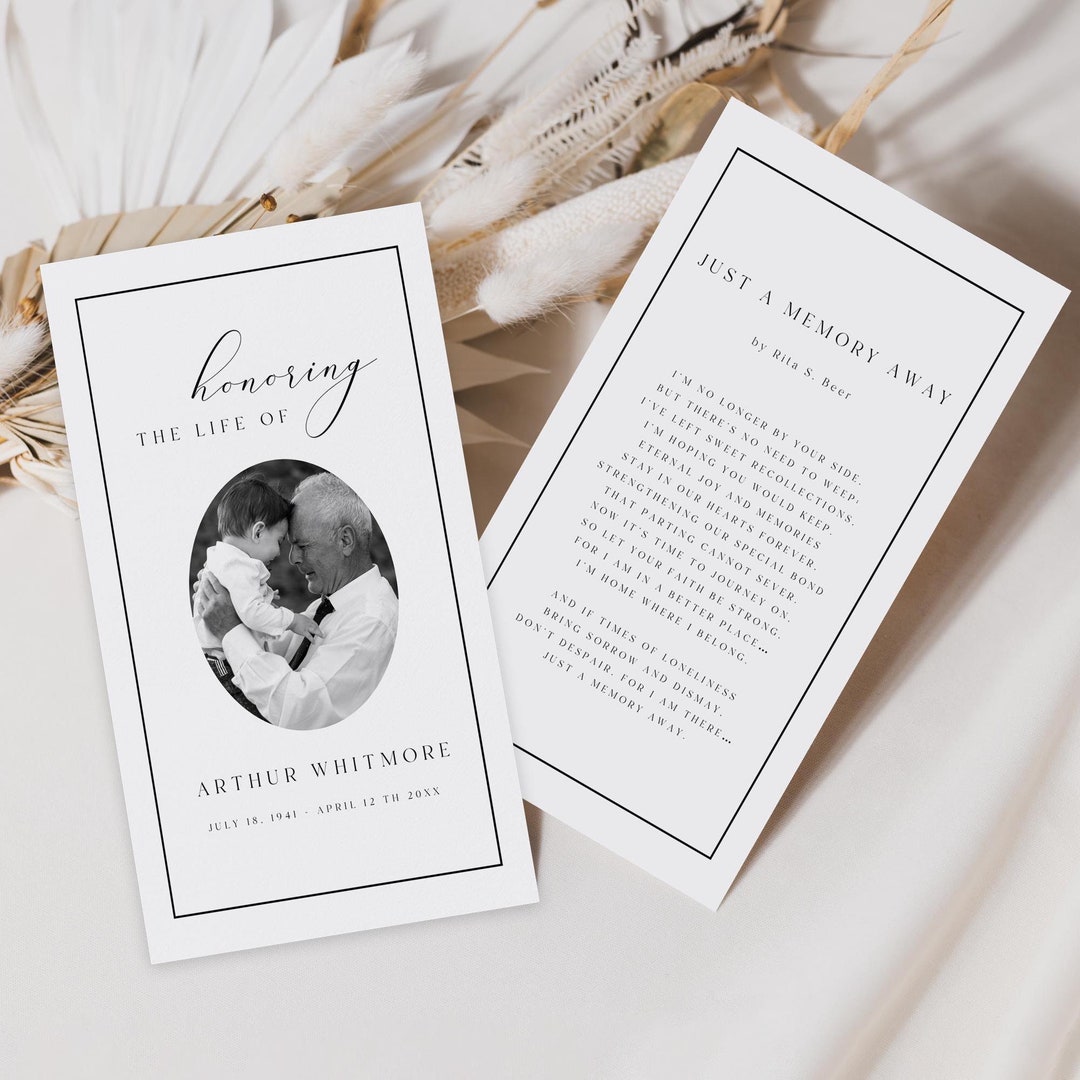 Elegant Funeral Prayer Card Template: Canva Printable, Celebration of ...
