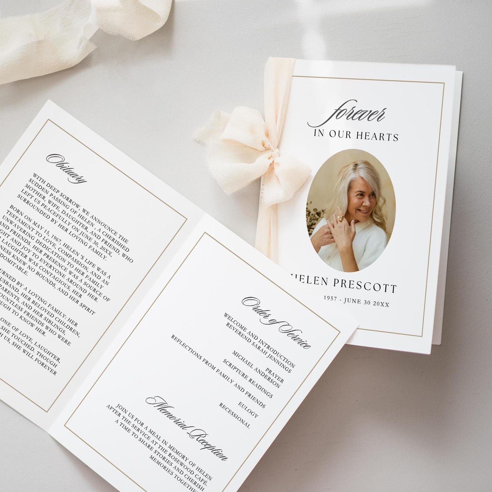 Modelo elegante de programa funerário: Programa de celebração da vida ...