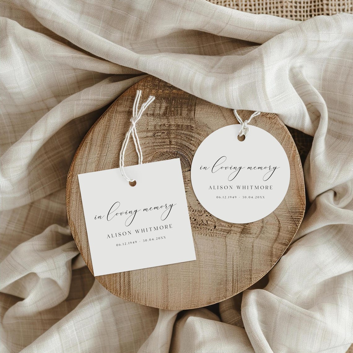 Memorial Gifts Tag Template, Elegant Funeral Favors Tag, in Loving ...