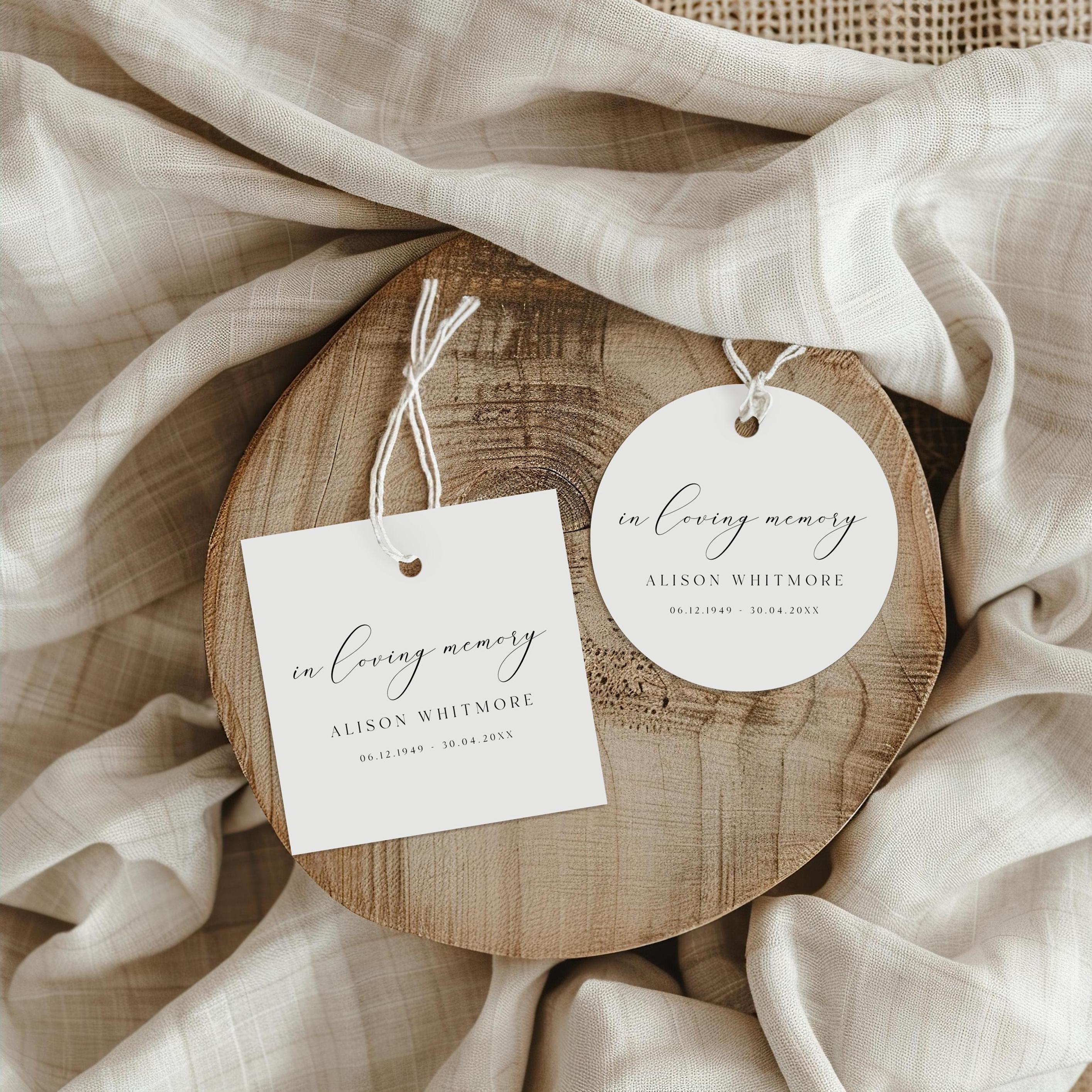 Memorial Gifts Tag Template, Elegant Funeral Favors Tag, in Loving ...