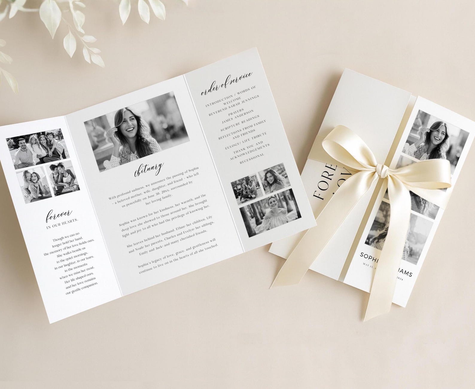 Gatefold Funeral Program Template: Canva Celebration of Life Brochure ...