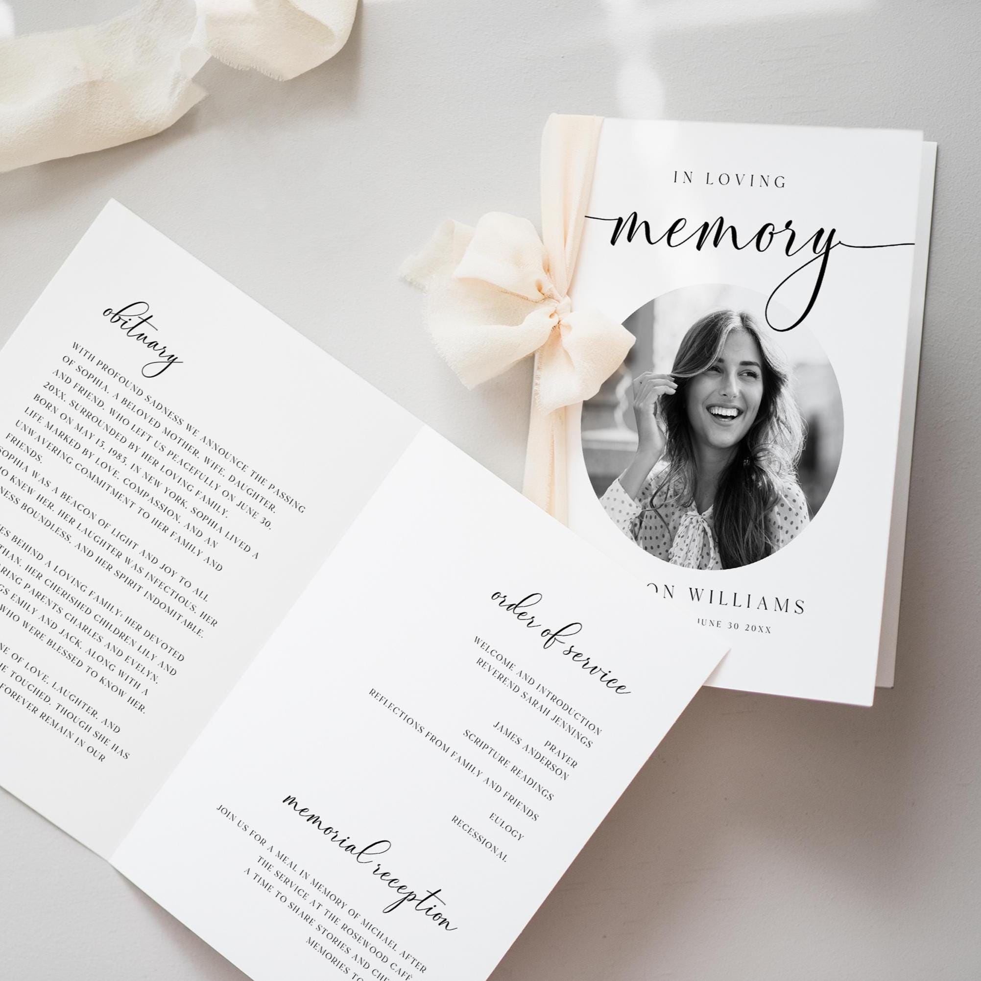 Loving Memory Funeral Program Template: Canva Celebration of Life ...