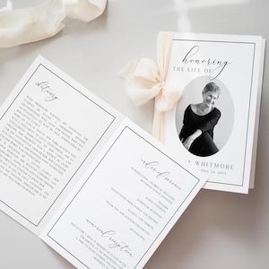 Elegant Funeral Program Template: Canva Celebration of Life Program ...