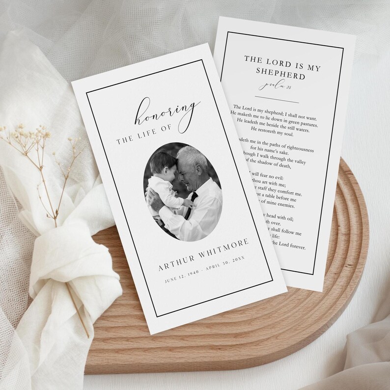 Psalm 23 Funeral Prayer Card Template: Customizable Memorial (instant ...