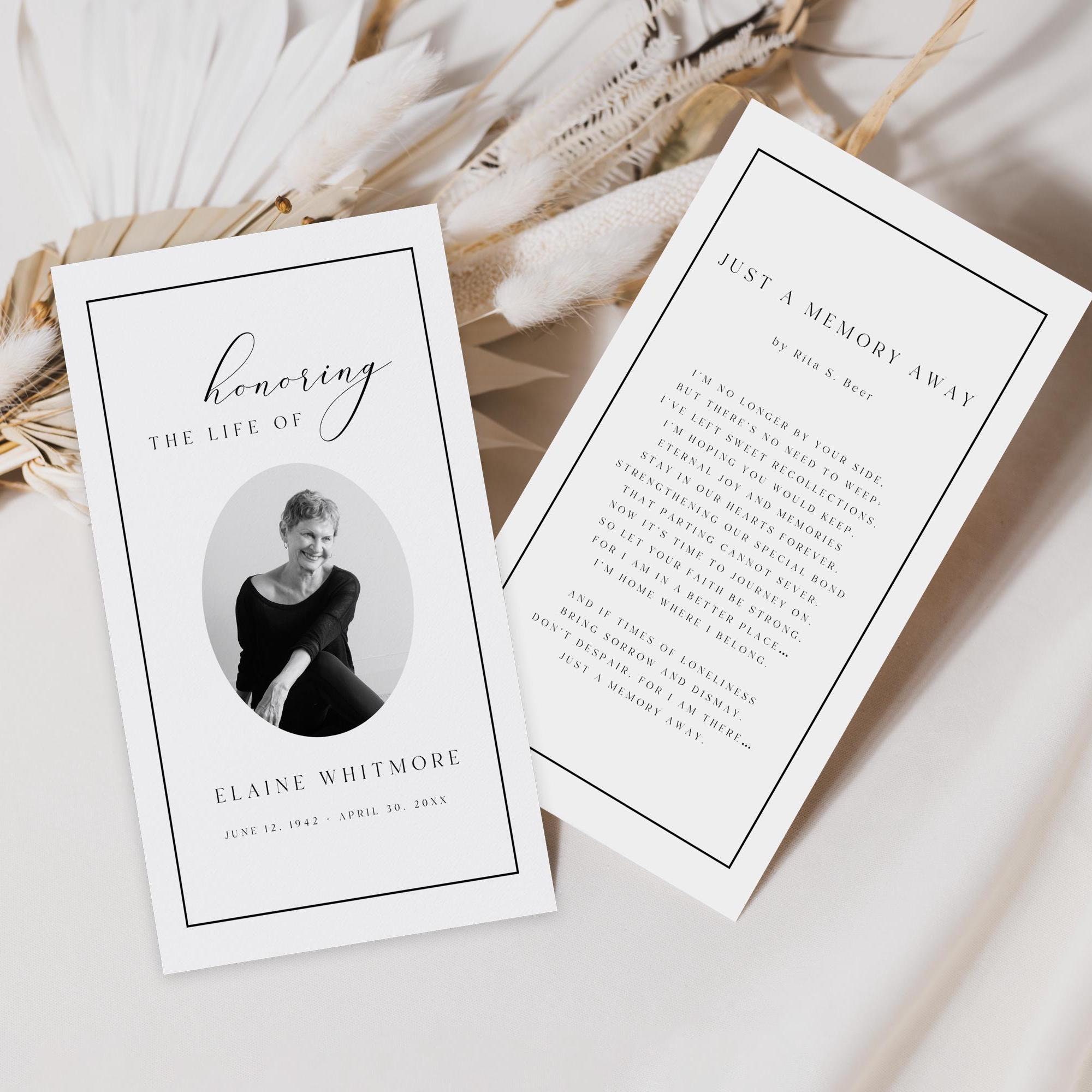 Editable Memorial Prayer Card Template: Celebration of Life (canva ...