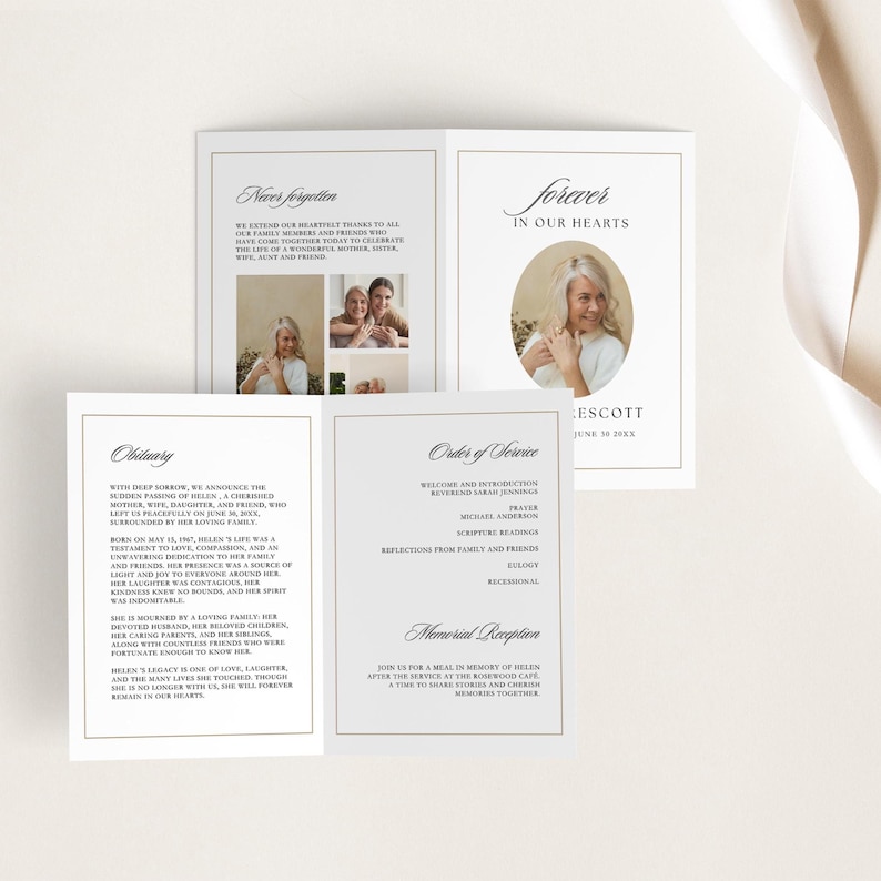 Printable Funeral Program Template: Canva Celebration of Life, Forever ...