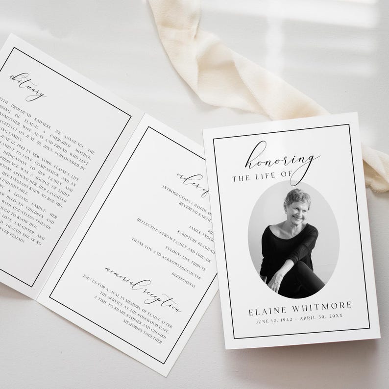 Editable Funeral Program Template, Canva Celebration of Life Funeral ...