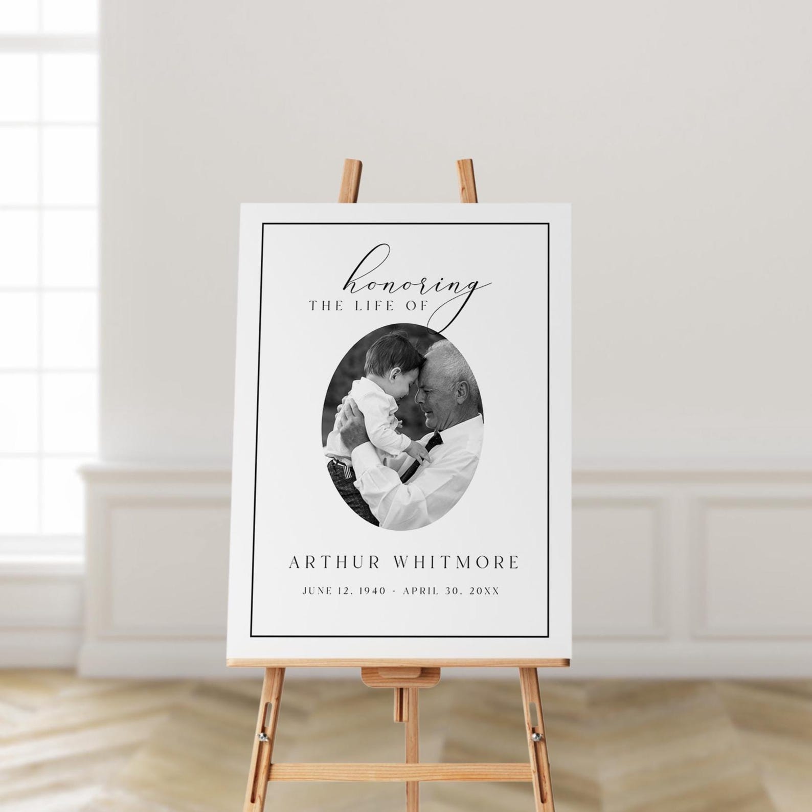 Printable Funeral Sign, Photo Celebration of Life Welcome Sign, Canva ...