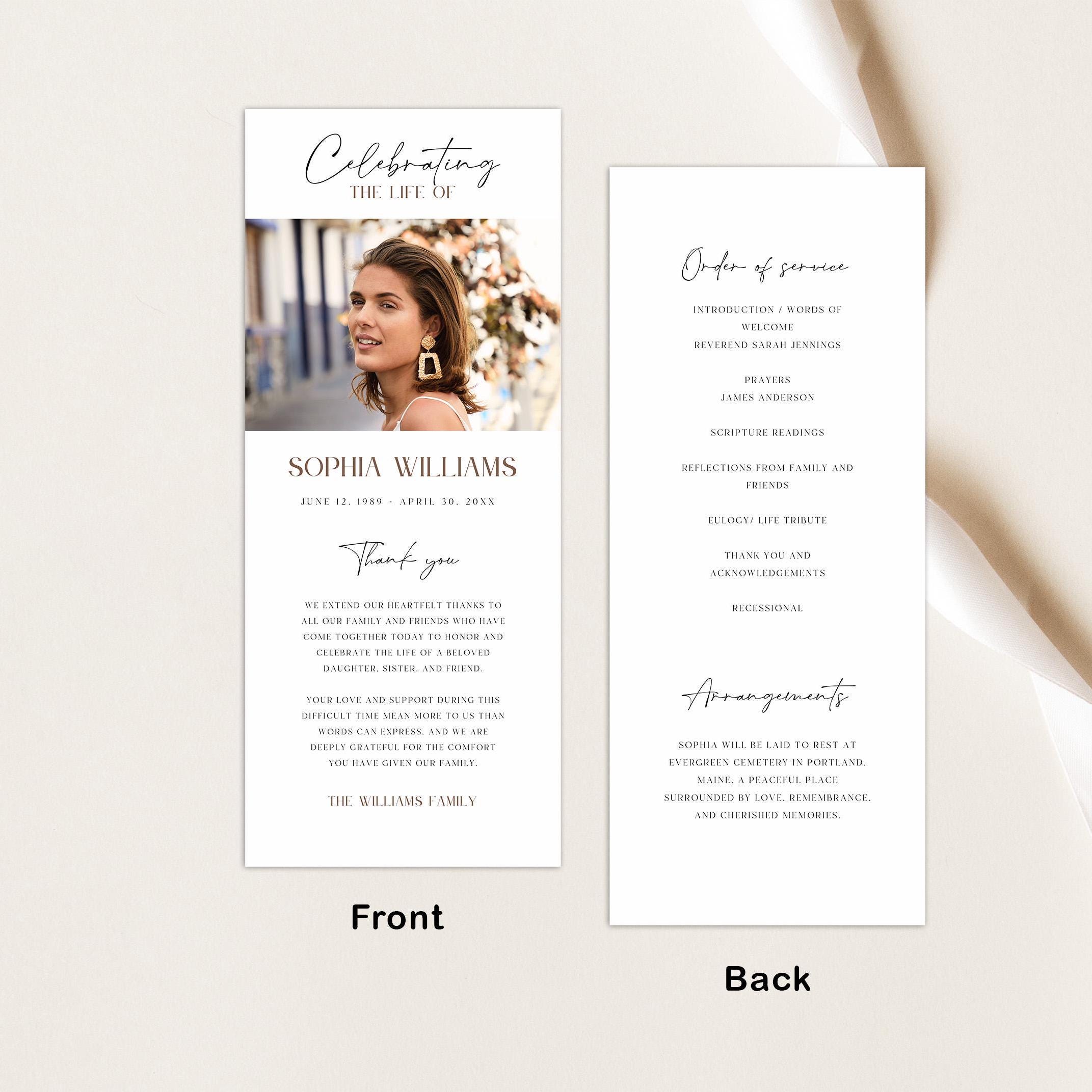 Double-sided Funeral Program Template: Canva Celebration of Life ...