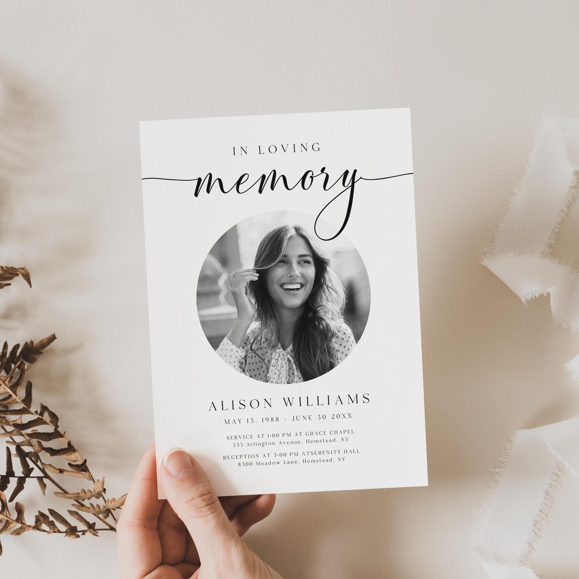 Modern Funeral Announcement Template – in Loving Memory Invitation ...