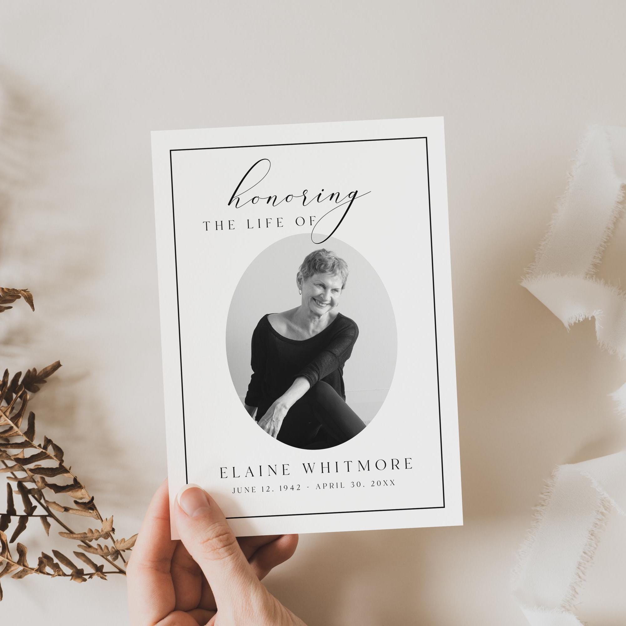 Classic Funeral Program for Women: Celebration of Life (canva, Instant ...