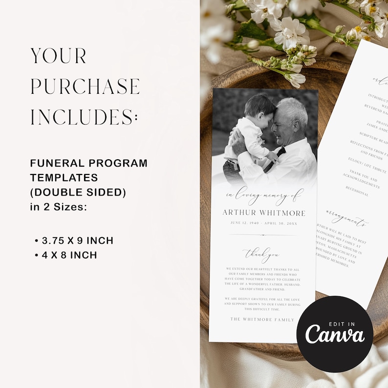 Double-sided Funeral Program Template: Celebration of Life, Canva ...