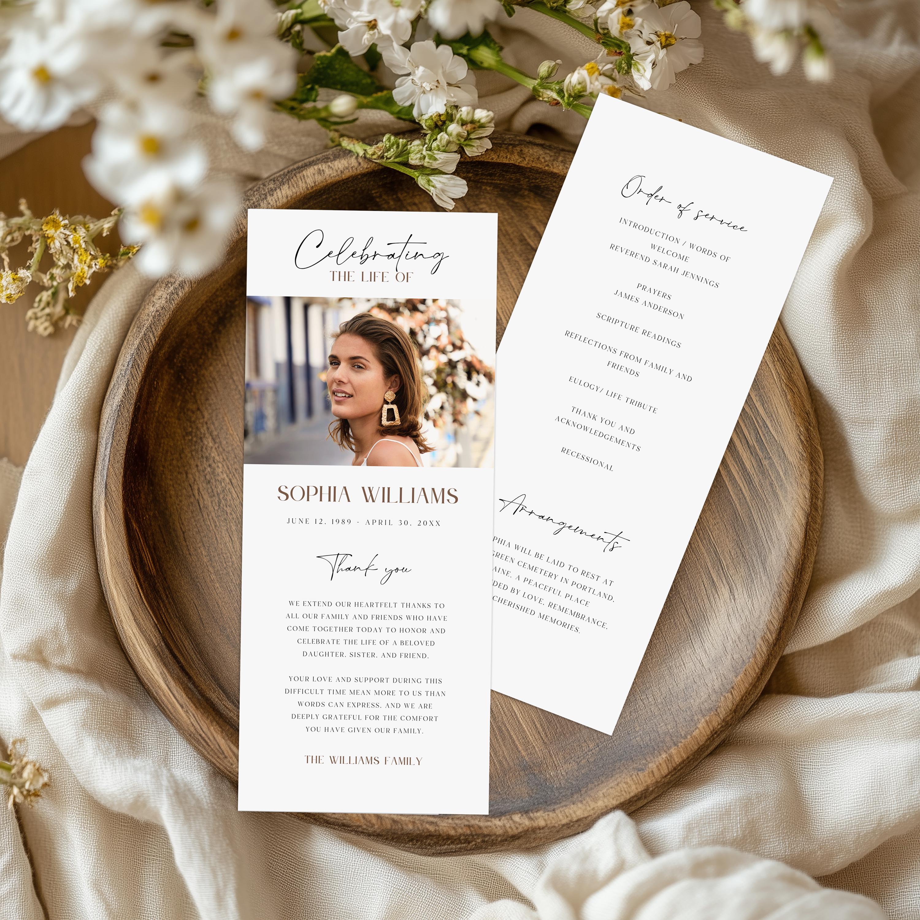 Double-sided Funeral Program Template: Canva Celebration of Life ...