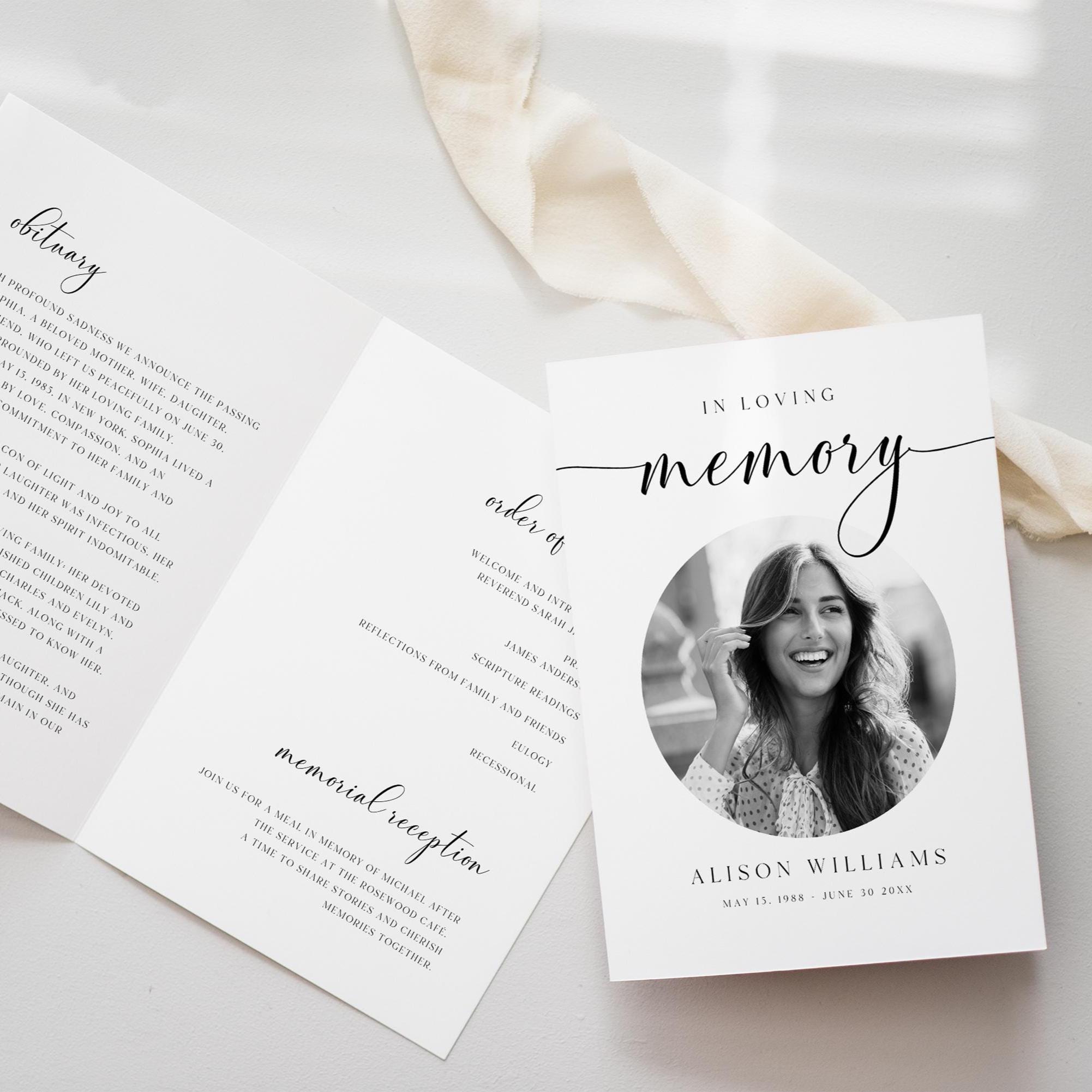 Loving Memory Funeral Program Template: Canva Celebration of Life ...