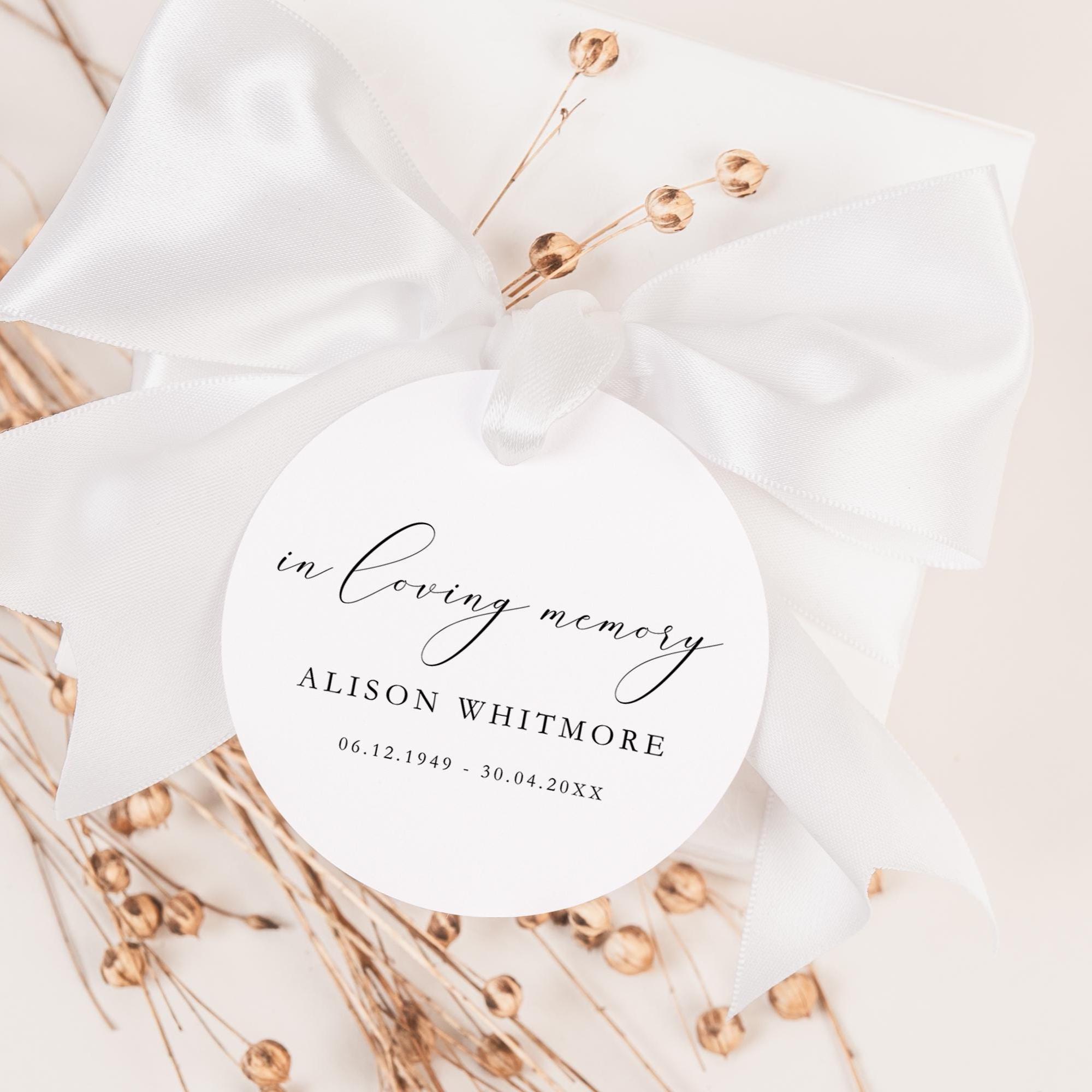 Memorial Gift Tag Template: Elegant Funeral Favor Tag, in Loving Memory ...