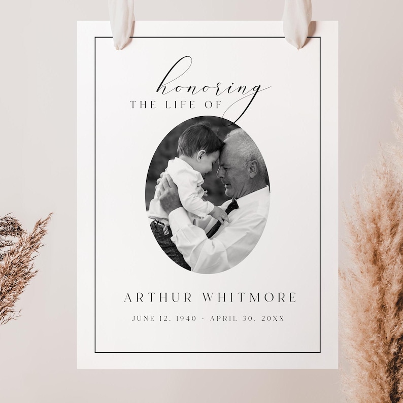 Funeral Welcome Sign Template, Photo Celebration of Life Poster ...
