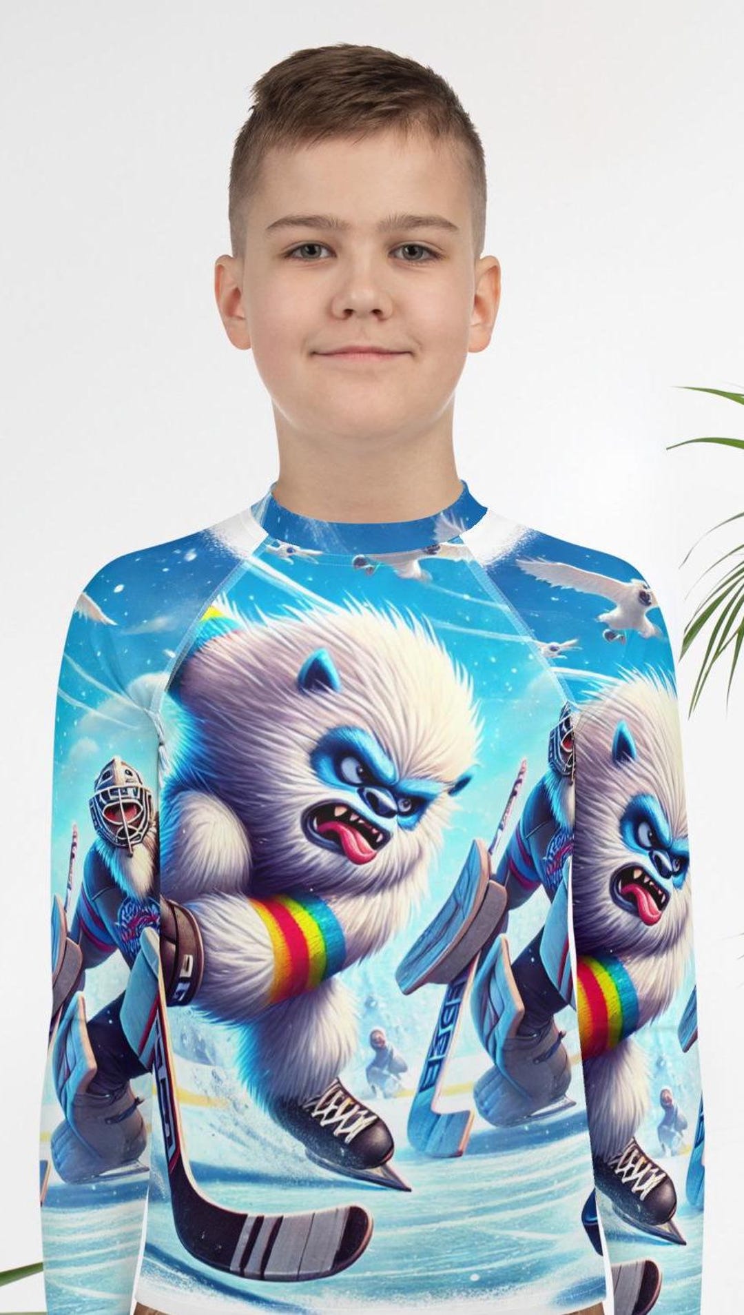 Youth Rash Guard Unique Yeti Hockey Design Swim Shirt - Etsy