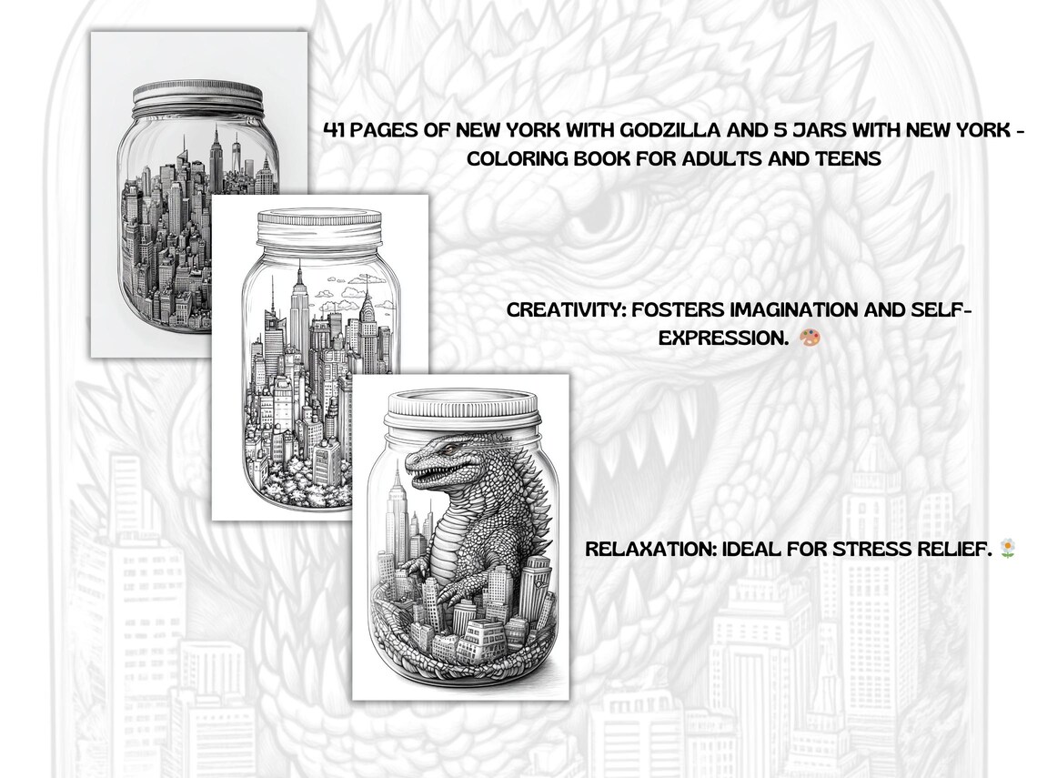 46 Coloring Pages With Godzilla and New York, New York City Coloring Sheets PDF, City Coloring ...
