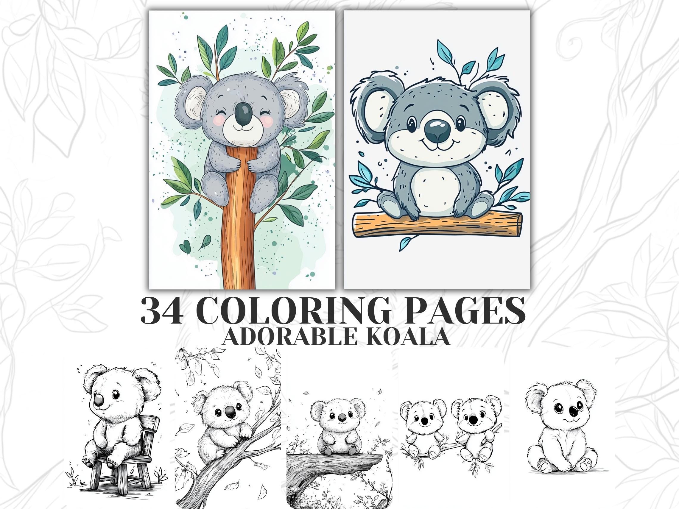 Cute Koala Coloring Book for Kids, Animal Coloring Sheets for ...