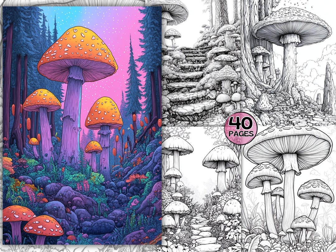 40 Coloring Magic Fungus, Toadstool Coloring, PDF Printable, Magic ...