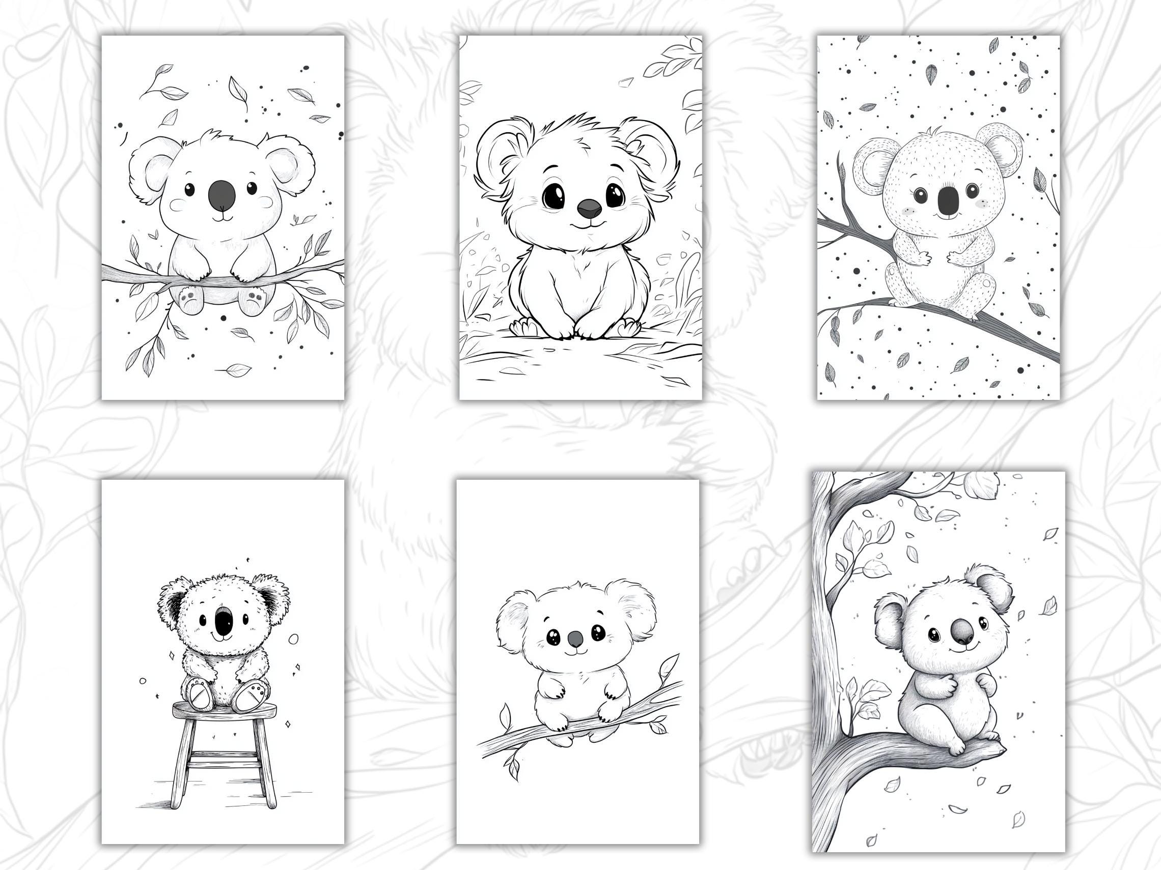 Cute Koala Coloring Book for Kids, Animal Coloring Sheets for ...