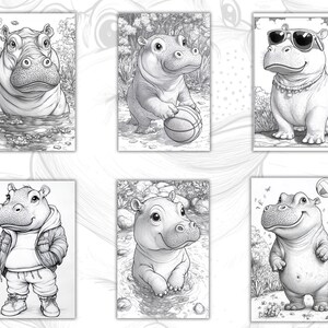 42 Stylish Hippos Coloring Pages for Adults and Kids, Animals Coloring ...