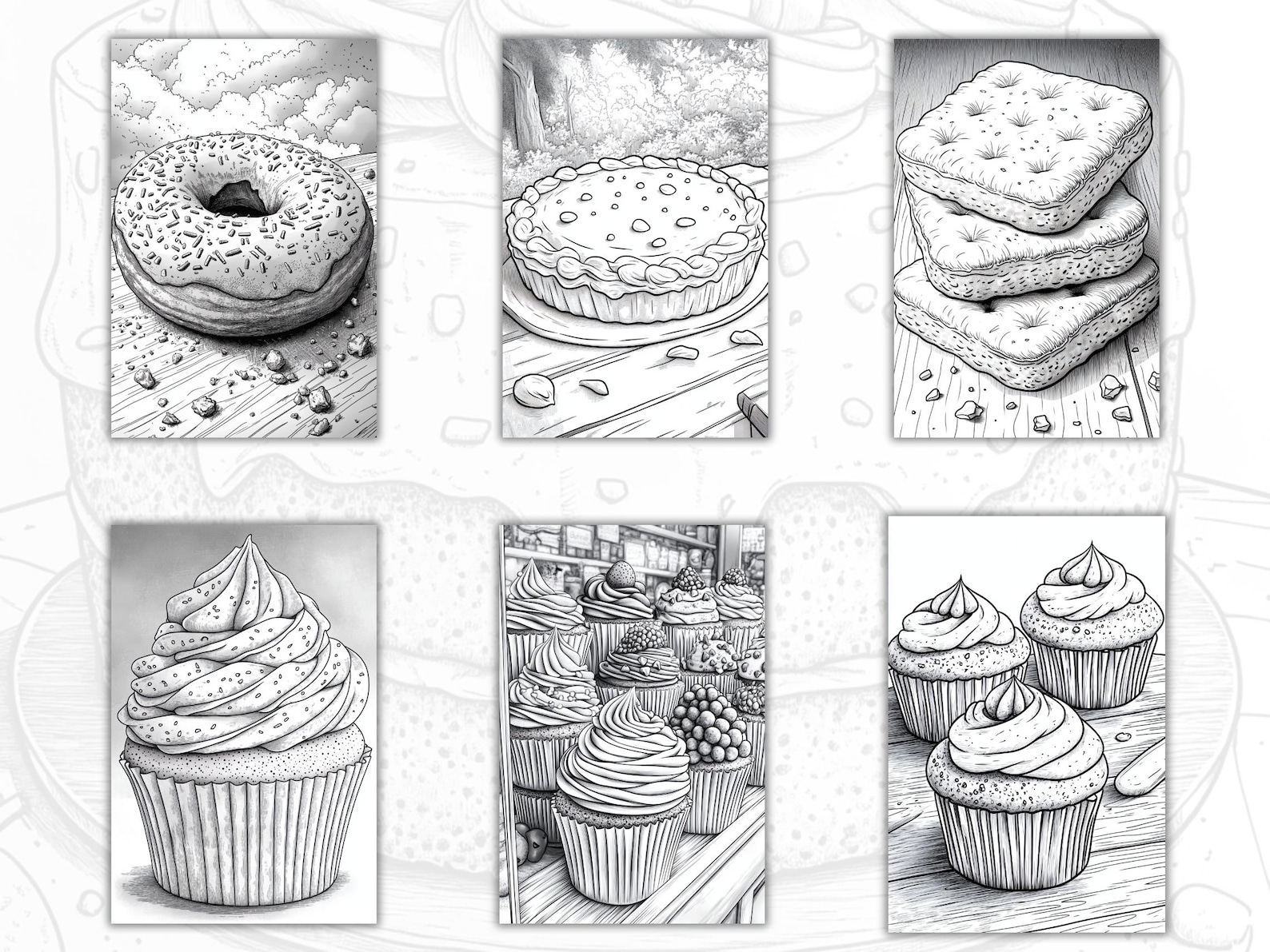 46 Food Art Coloring Pages, Edible Coloring Sheets, Coloring Book for ...