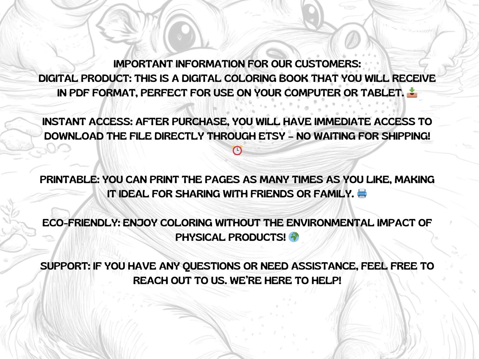 42 Stylish Hippos Coloring Pages for Adults and Kids, Animals Coloring ...