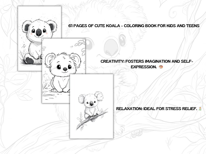 61 Koalas Coloring Pages for Kids, Koala Coloring, Animals Coloring ...