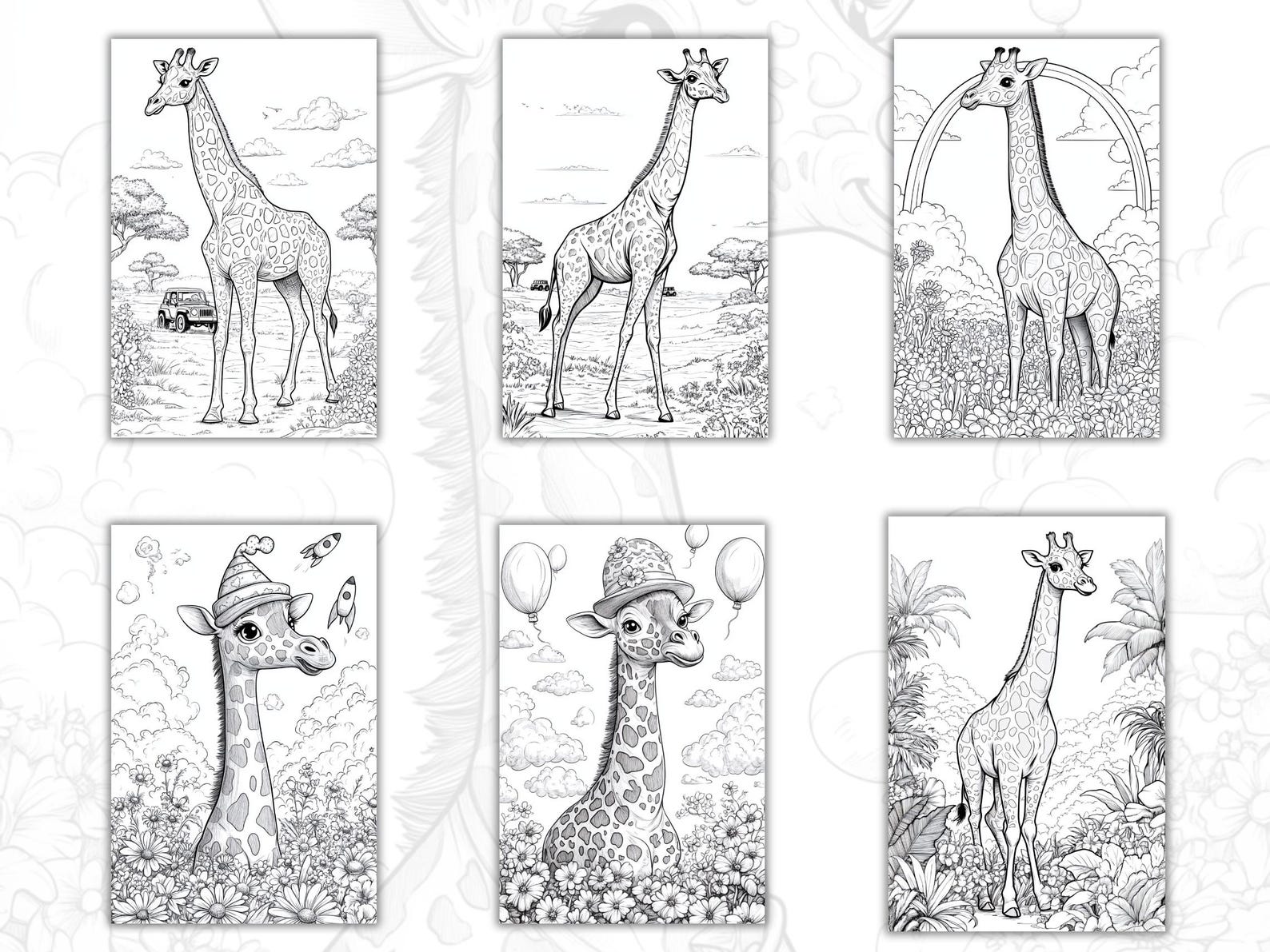 44 Giraffe Coloring Pages, Animal Coloring Sheets, Nature Africa Adults ...