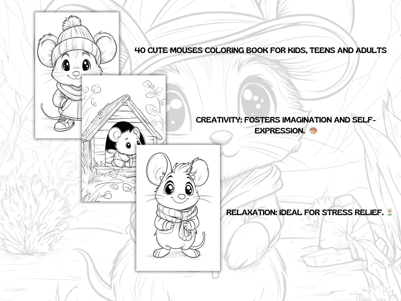 46 Mouses Coloring Pages for Kids, Animal PDF Printable, Kids Coloring ...