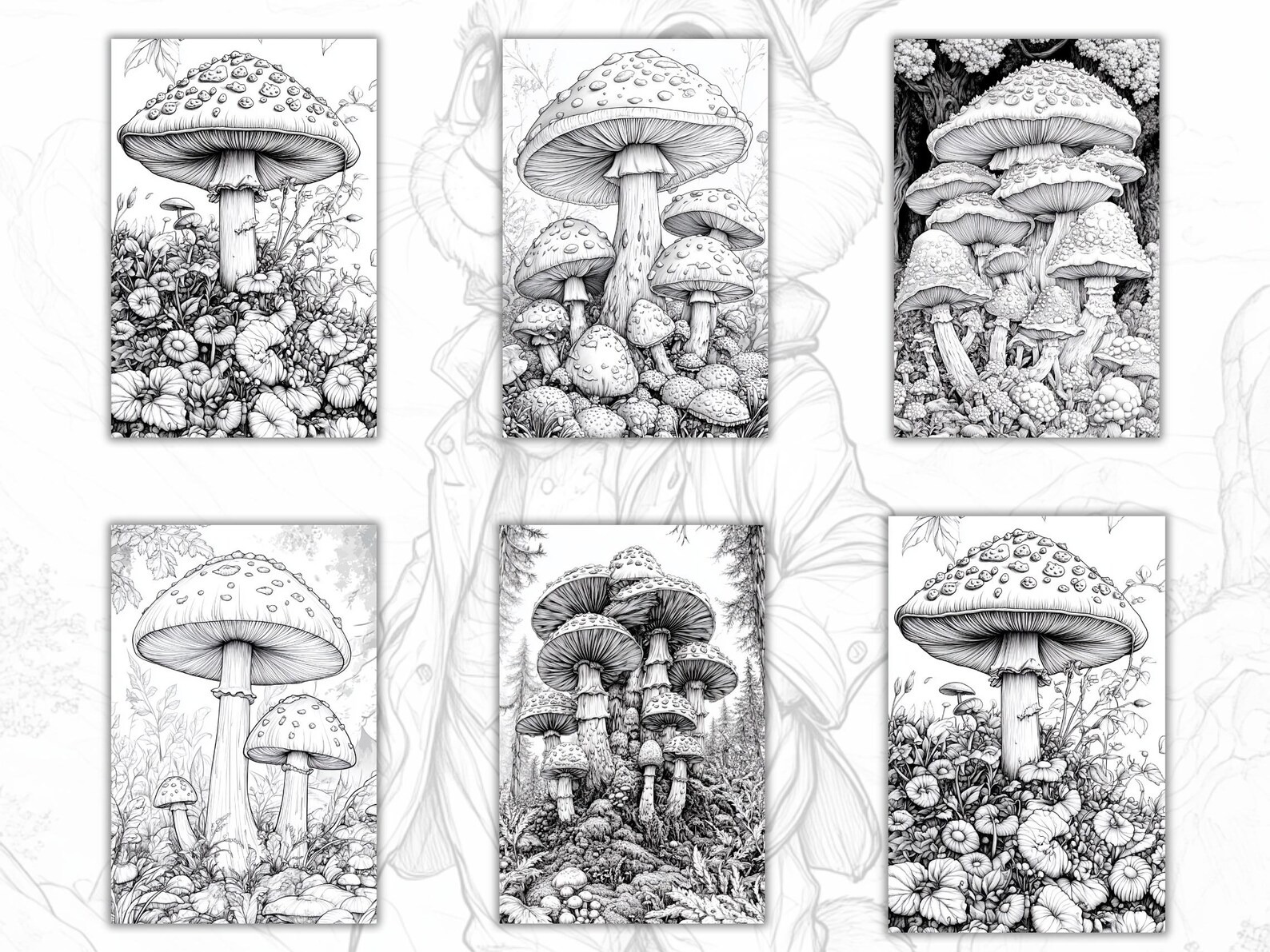 40 Coloring Magic Fungus, Toadstool Coloring, PDF Printable, Magic ...