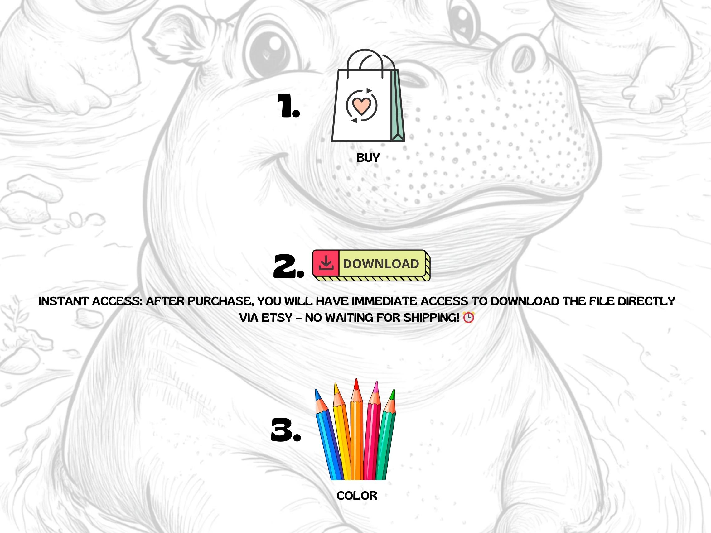 42 Stylish Hippos Coloring Pages for Adults and Kids, Animals Coloring ...