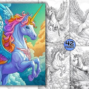 42 Majestic Pegasus Coloring Pages, Unicorn Coloring Sheets, Fantasy ...