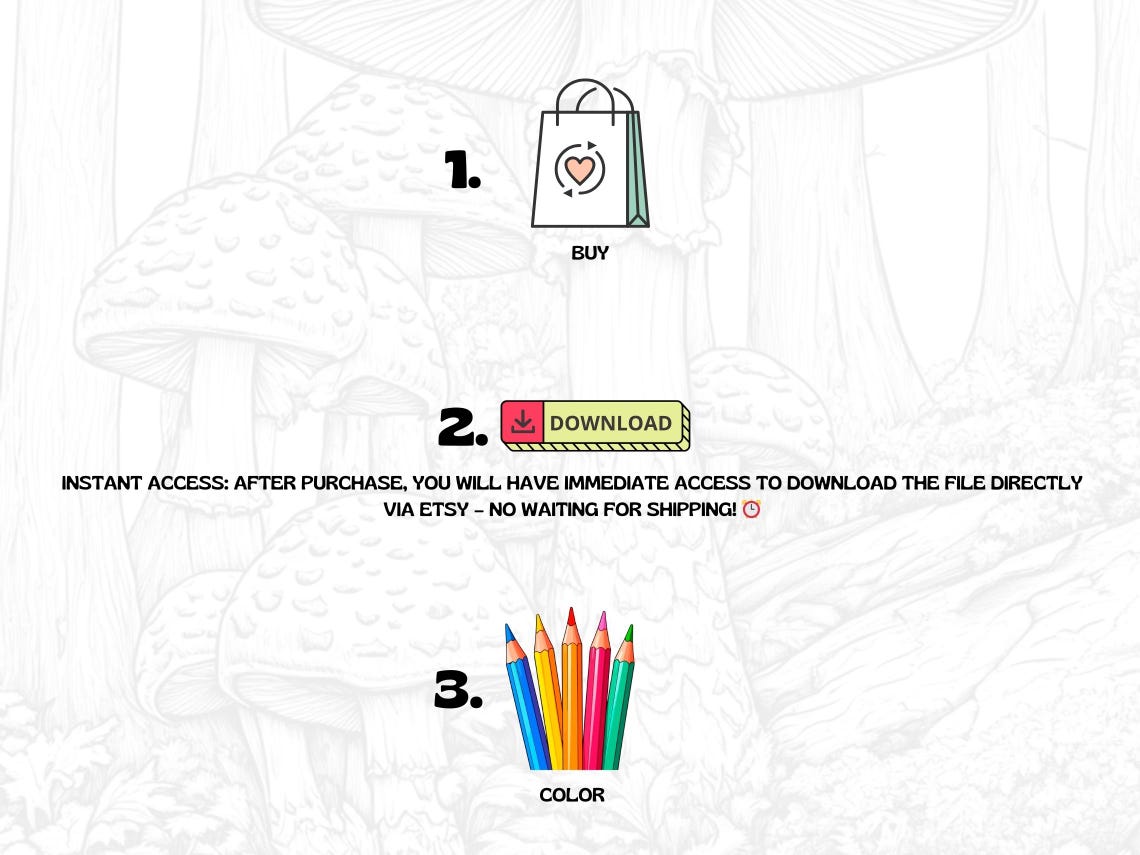 40 Coloring Magic Fungus, Toadstool Coloring, PDF Printable, Magic ...