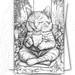 45 Yoga Cats Coloring Pages for Adults, PDF Printable Greyscale ...