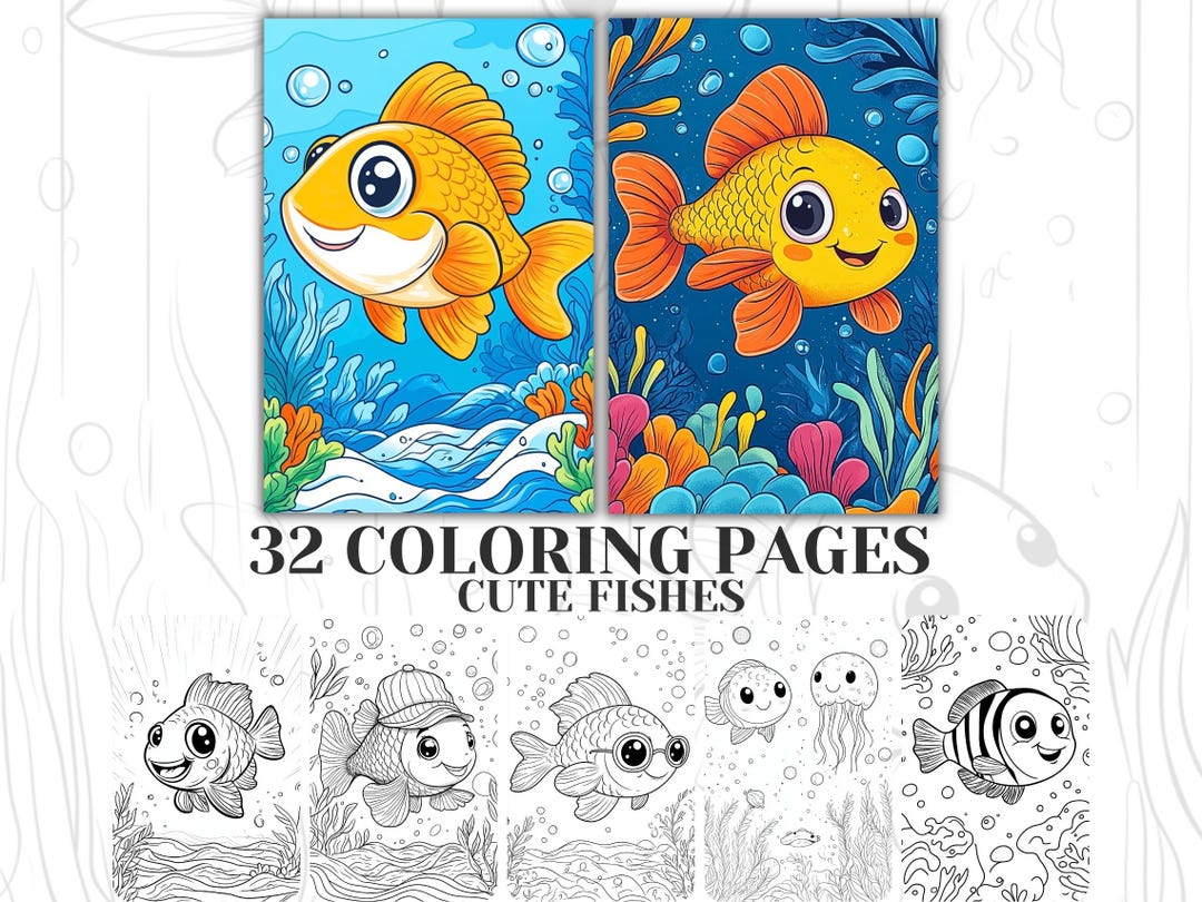 32 Fishes Coloring Pages for Kids and Toddlers, Underwater Color ...