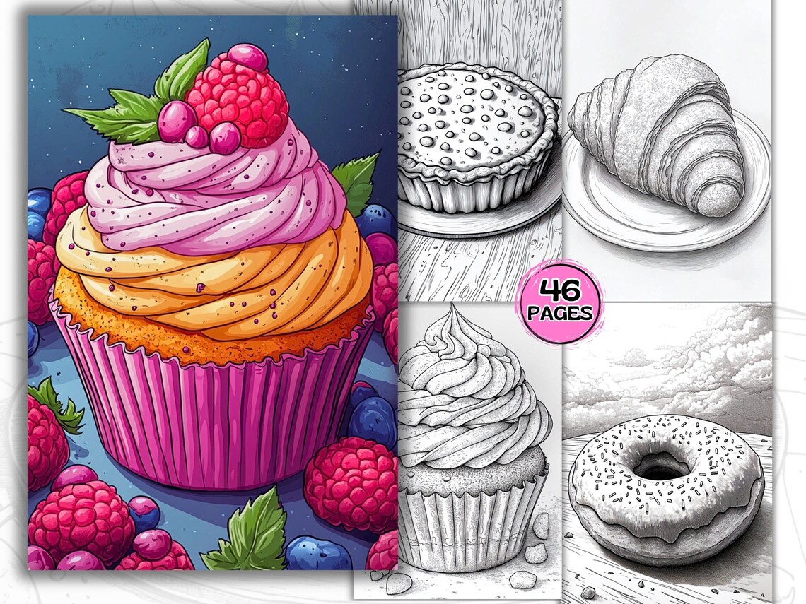 46 Food Art Coloring Pages, Edible Coloring Sheets, Coloring Book for ...