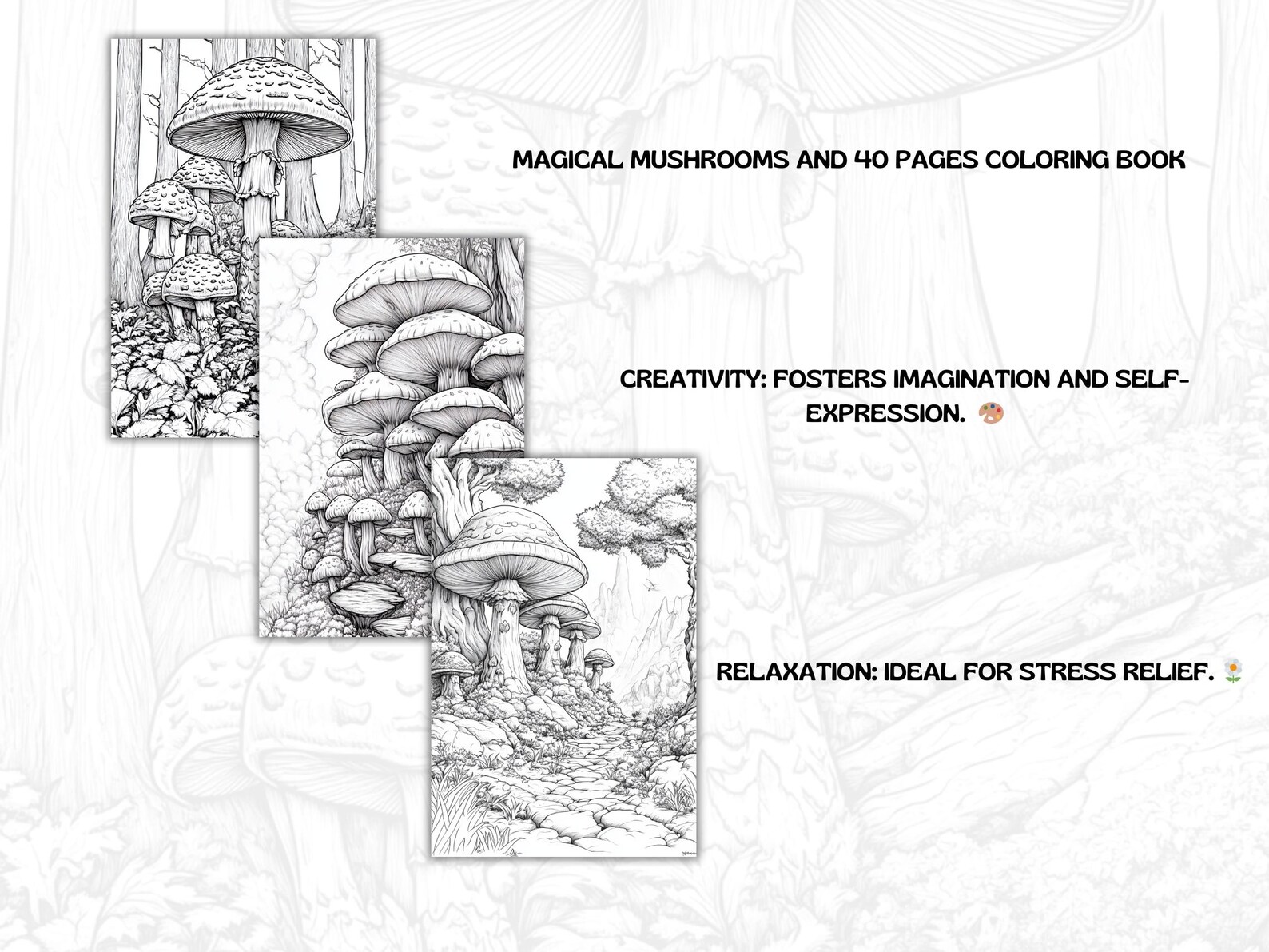 40 Coloring Magic Fungus, Toadstool Coloring, PDF Printable, Magic ...