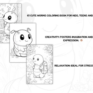 61 Coloring Pages With Cute Worms for Kids and Teens, Preschoolers PDF ...