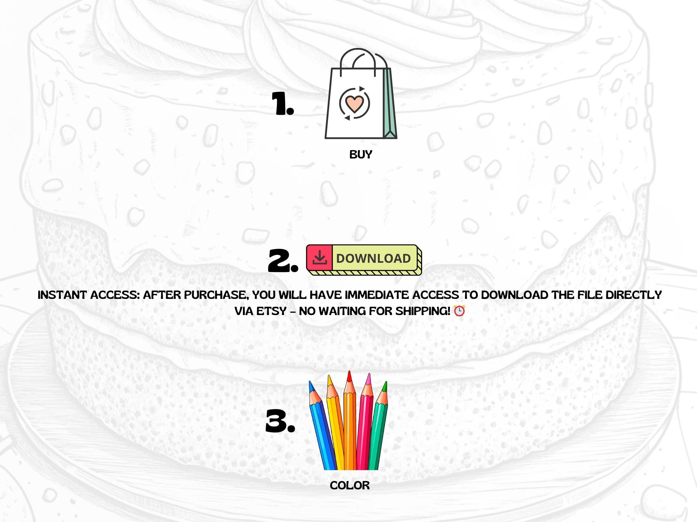 46 Food Art Coloring Pages, Edible Coloring Sheets, Coloring Book for ...