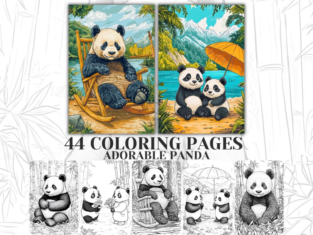 44 Cute Pandas Coloring Sheets, Kawaii Coloring Pages, Panda Pet ...