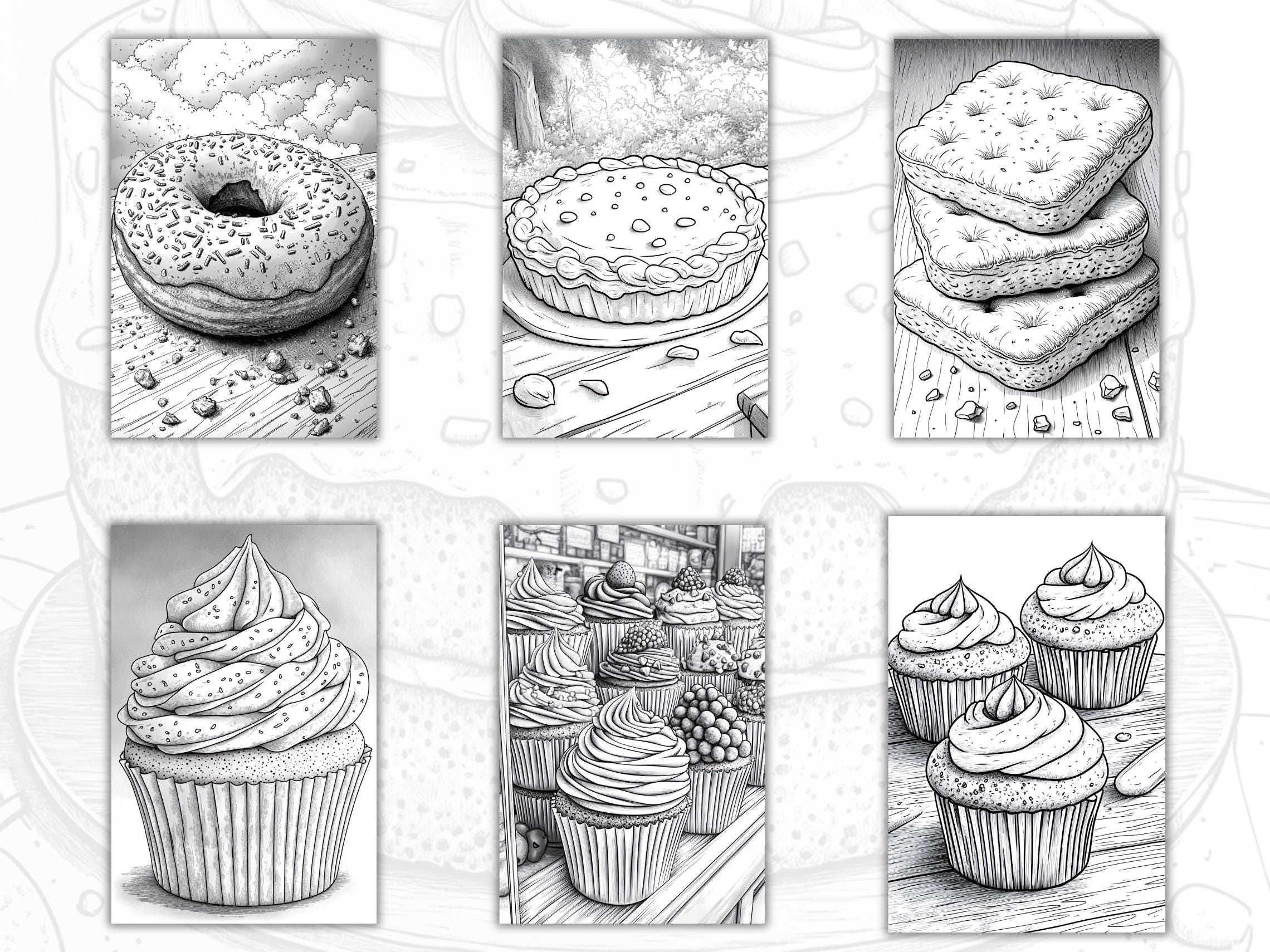 46 Food Art Coloring Pages, Donut Pie Coloring, Edible Muffin Coloring ...